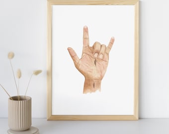 Christ Signing I Love You ASL Sign Language Watercolor Print - Etsy