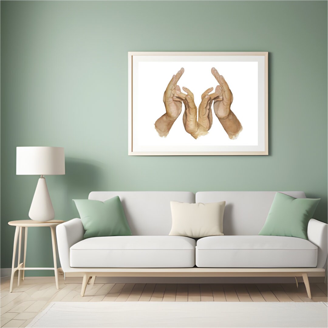 Jesus Name in ASL Watercolor Print | Jesus Watercolor Art | ASL Prints ...