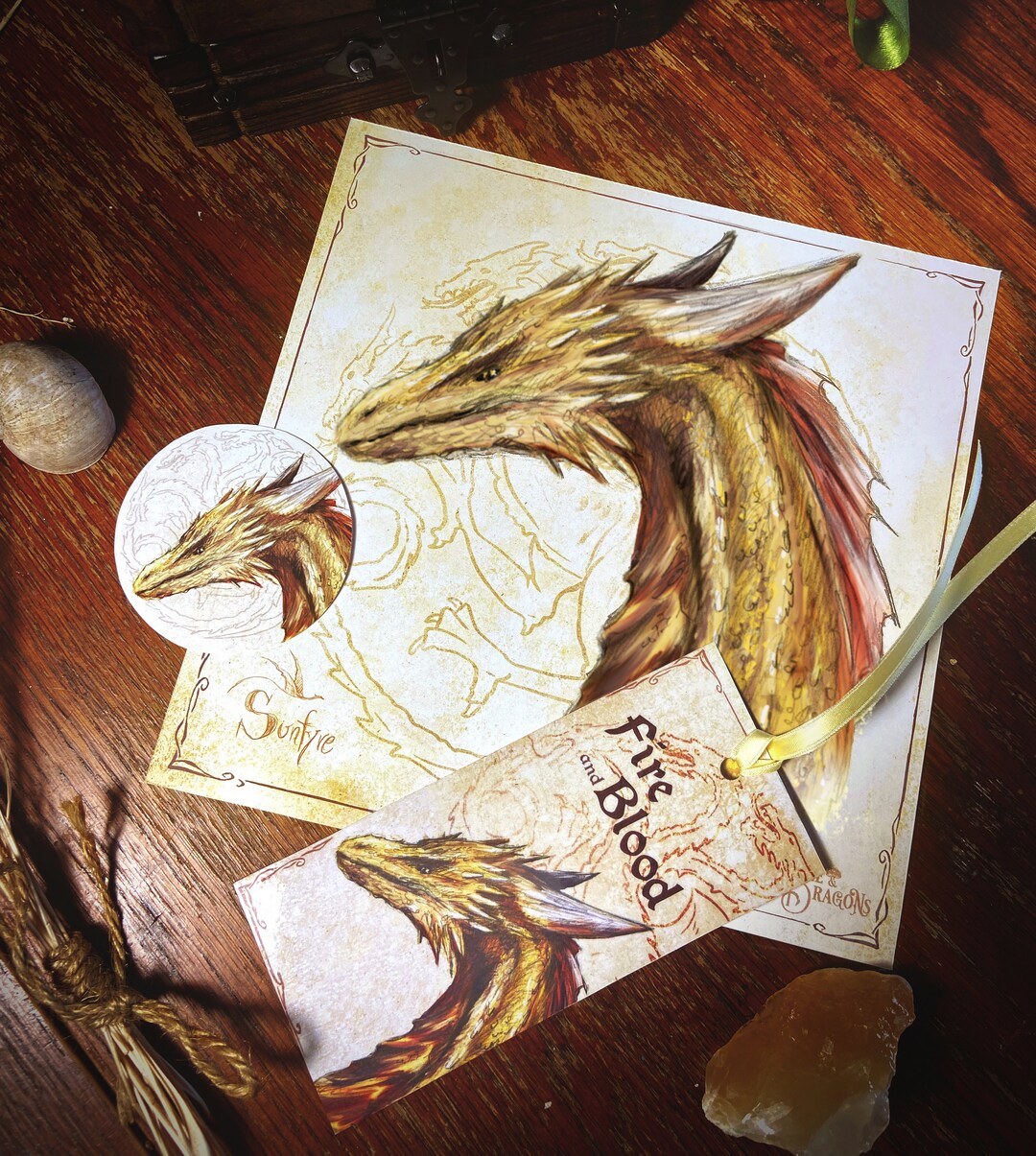Sunfyre Pack Dragon Kit Paper Prints Bookmark Sticker Wall Art Decor ...