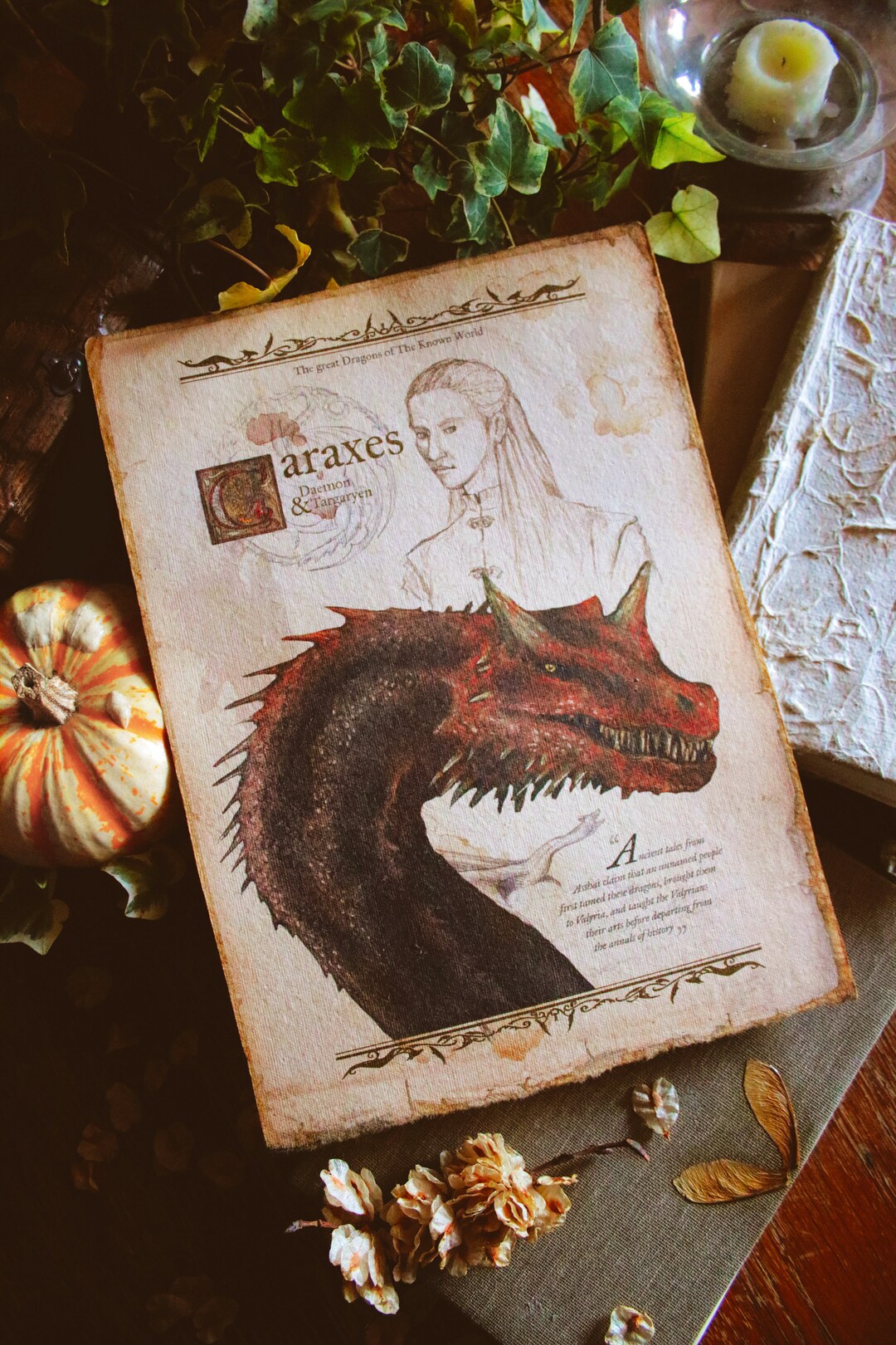 Red Blood Wyrm Dragon Special Print on Handmade Paper Wall Art Decor ...