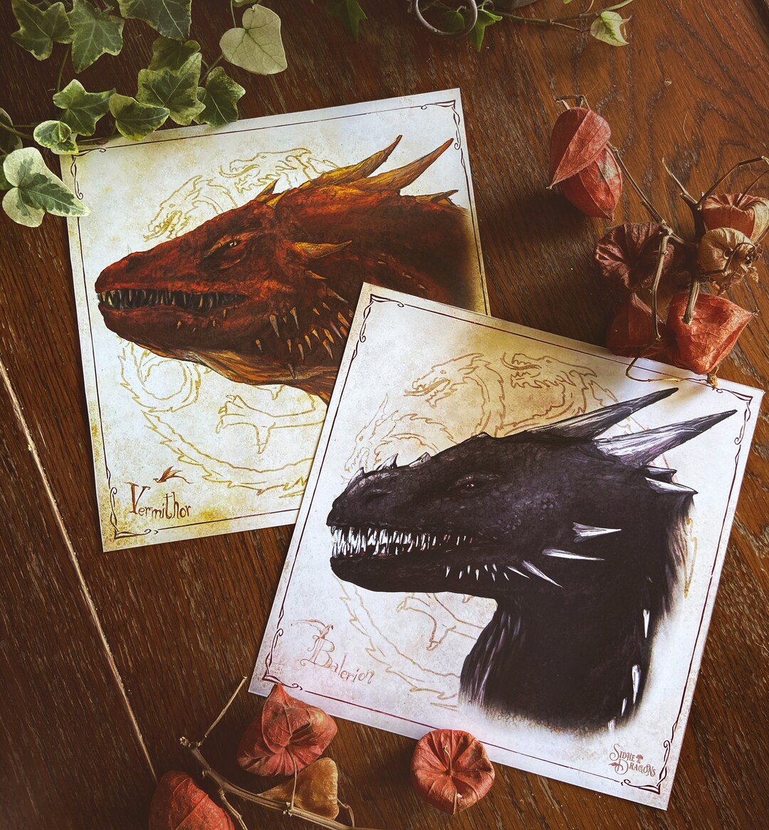 Dragons || Paper Prints || Wall Art Decor || Fantasy Dragon Prints - Etsy