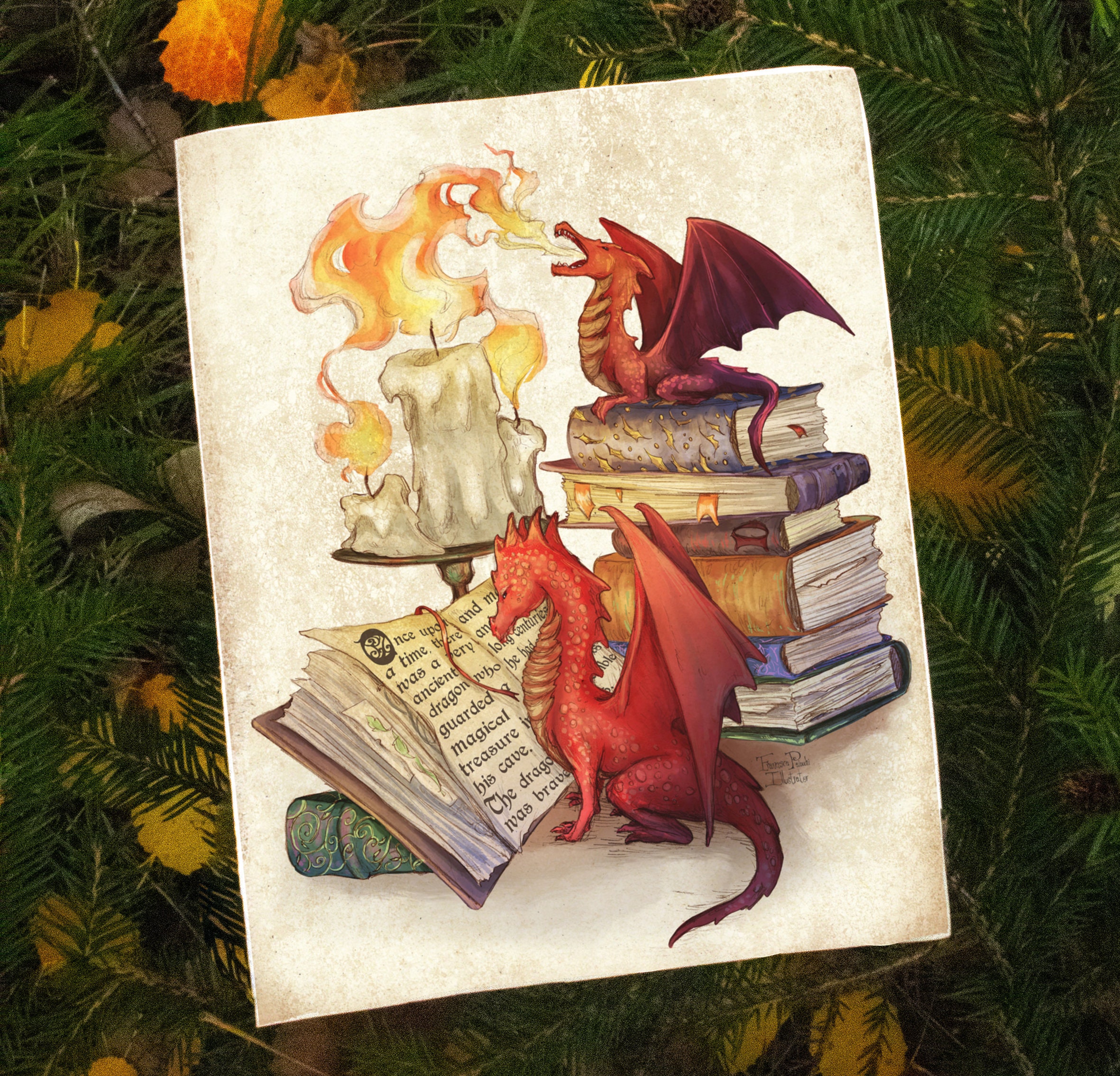 Dragon's Library Paper Prints Wall Art Decor Candle - Etsy