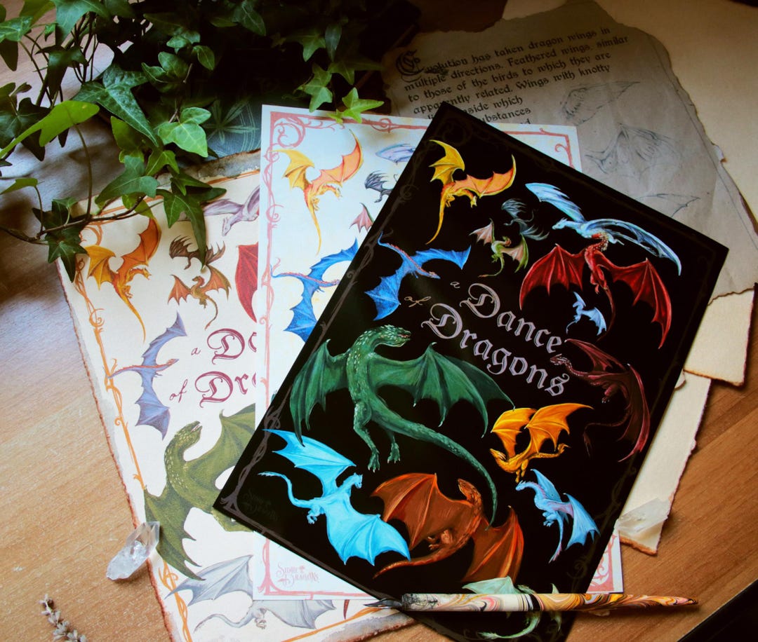 Dance of Dragons Fantasy Print || Wall Art Decor || Fantasy Book ...