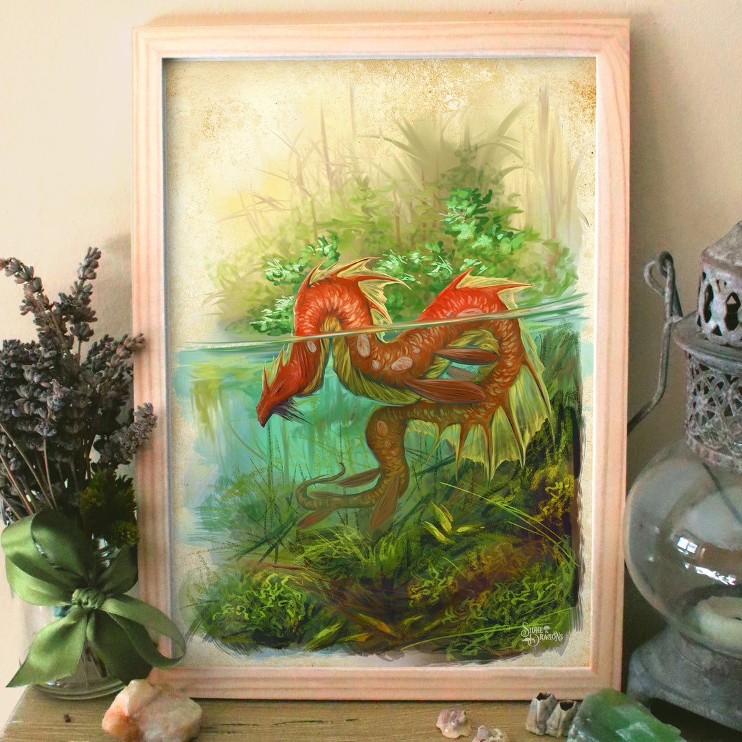 Knucker River Dragon Paper Prints Wall Art Decor Fantasy and Nature - Etsy