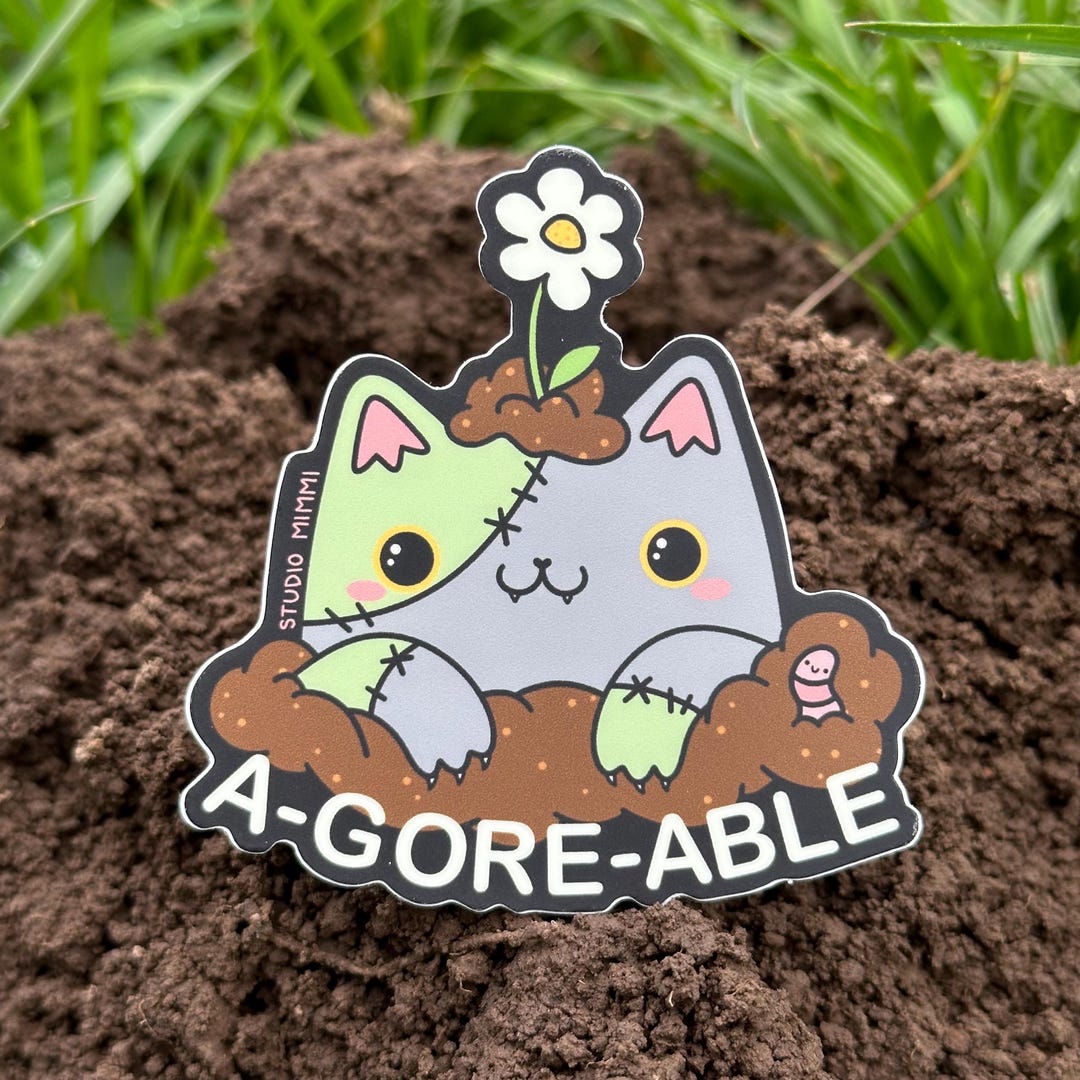 A-GORE-ABLE Zombie Cat Vinyl Sticker - Etsy