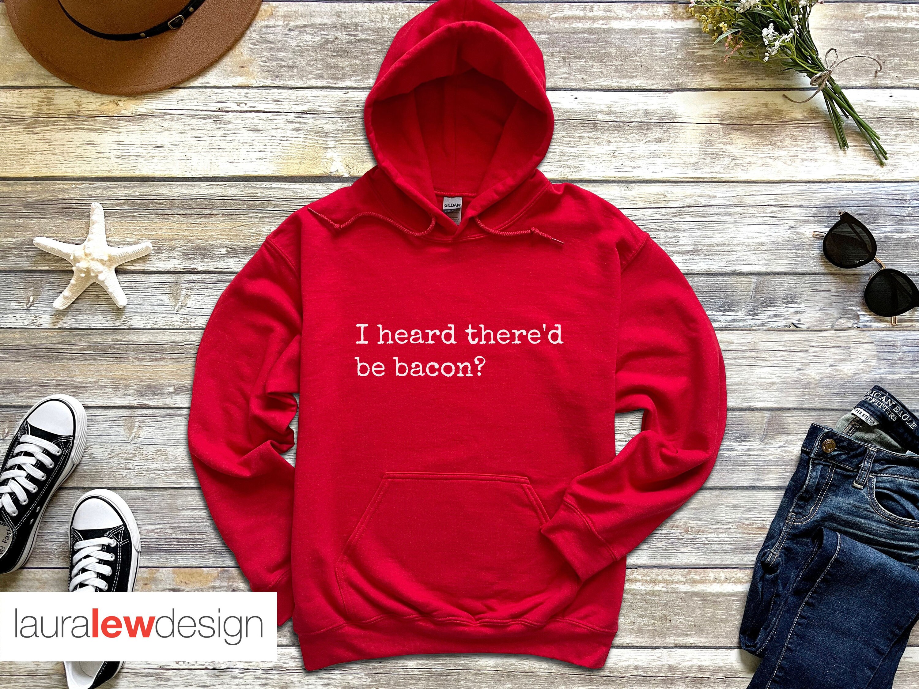 Heard There'd Be Bacon Hoodie, Unisex Hoodie, Breakfast Lover Gift ...