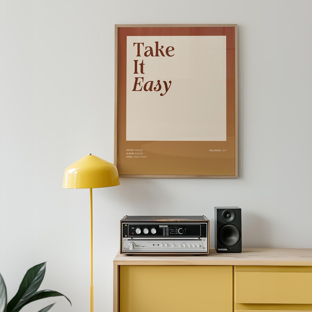 Take It Easy Printable Wall Art, 70s Music Typography Poster, Retro ...
