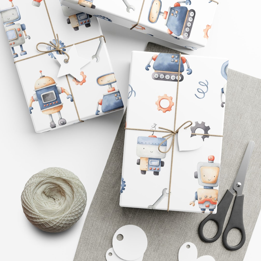 Robot Wrapping Paper Sheets Robot Boy Birthday Robot Baby - Etsy