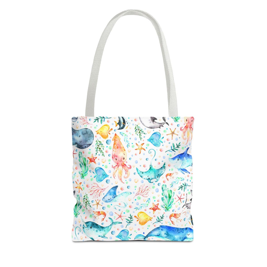 Ocean Animals Tote Bag, Ocean Theme Party Gift Bag, Kids Bag, Ocean ...