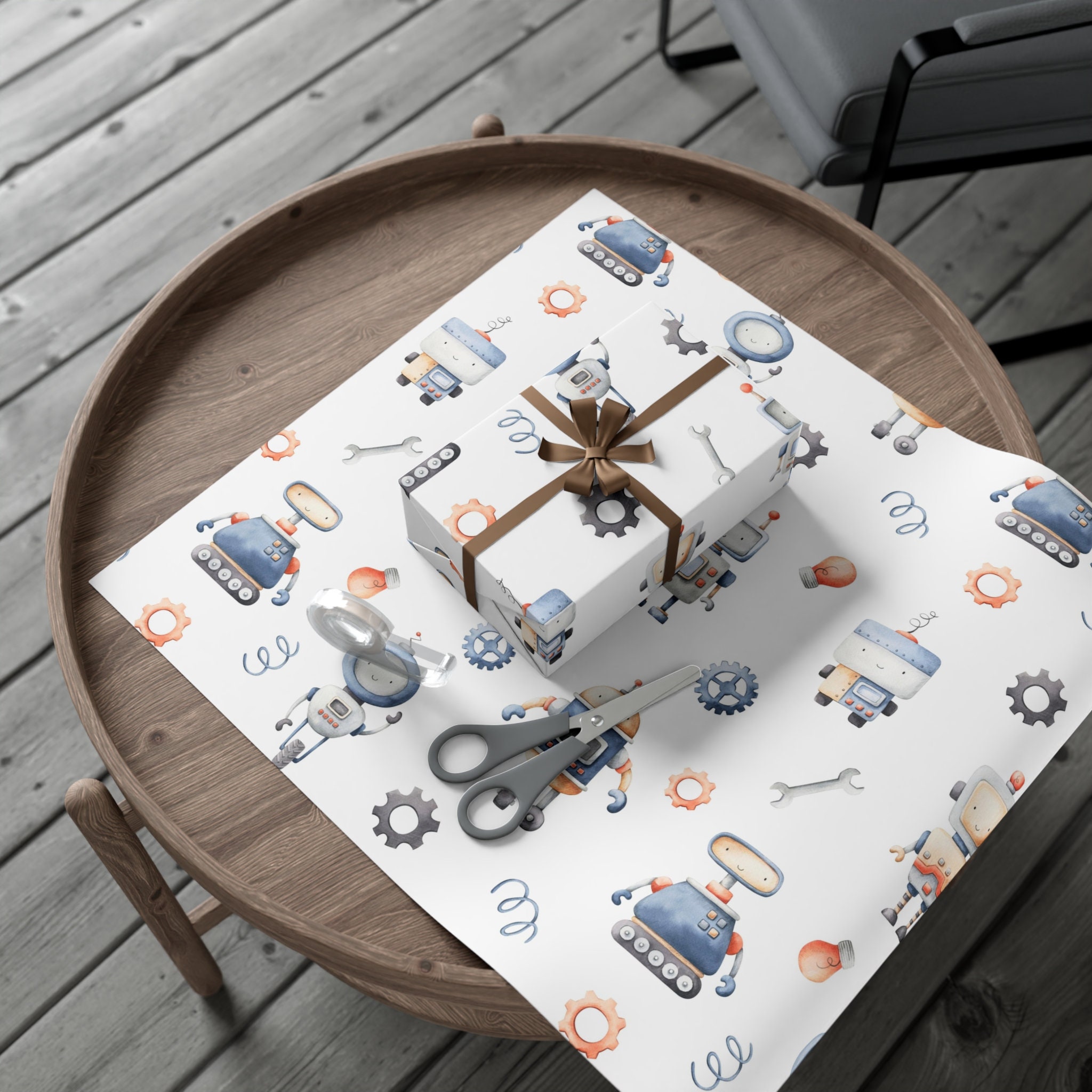 Robot Wrapping Paper Sheets, Robot Boy Birthday, Bolt on Over Theme ...