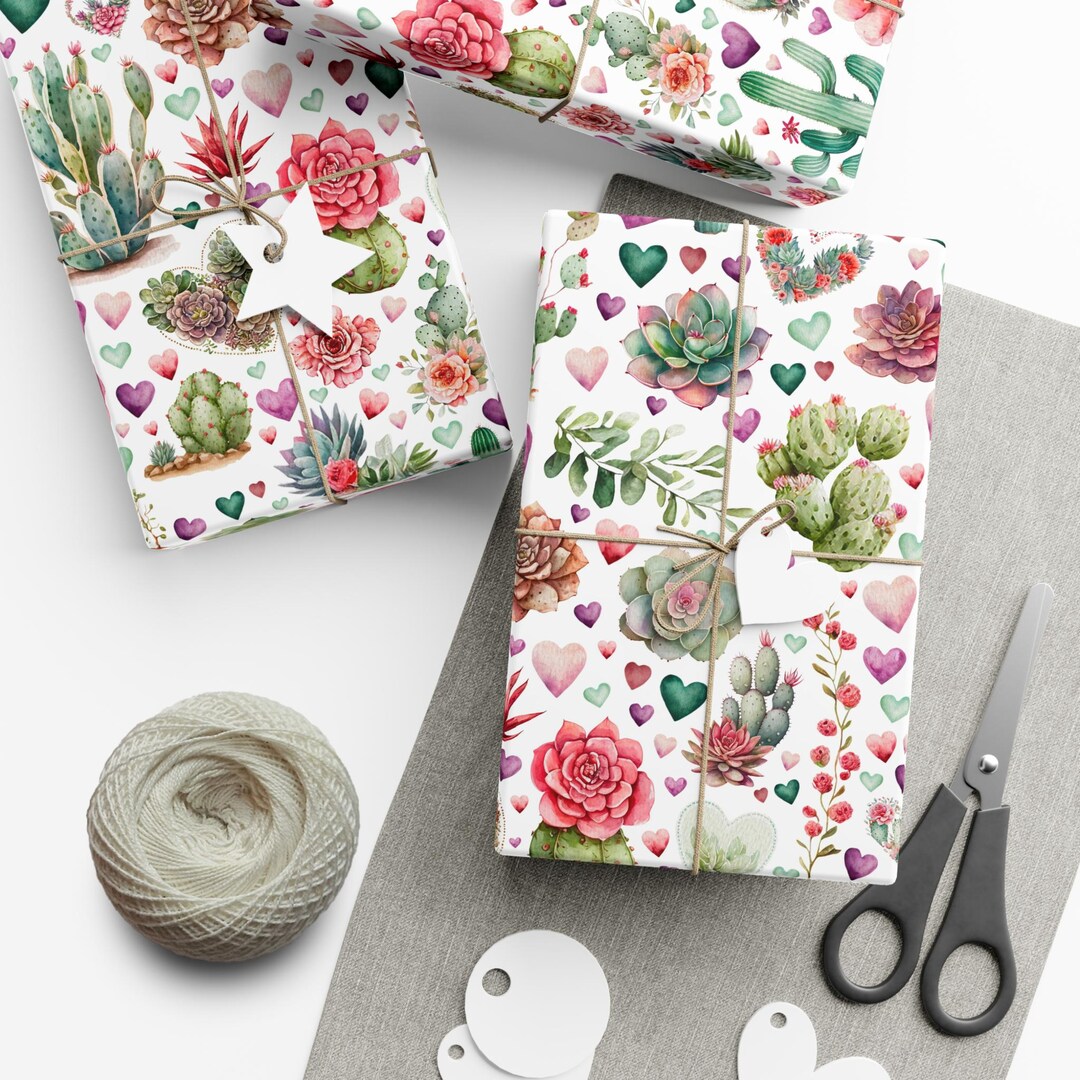Desert Cactus Wrapping Paper Sheets, Boho Baby Shower, Southwest Theme ...