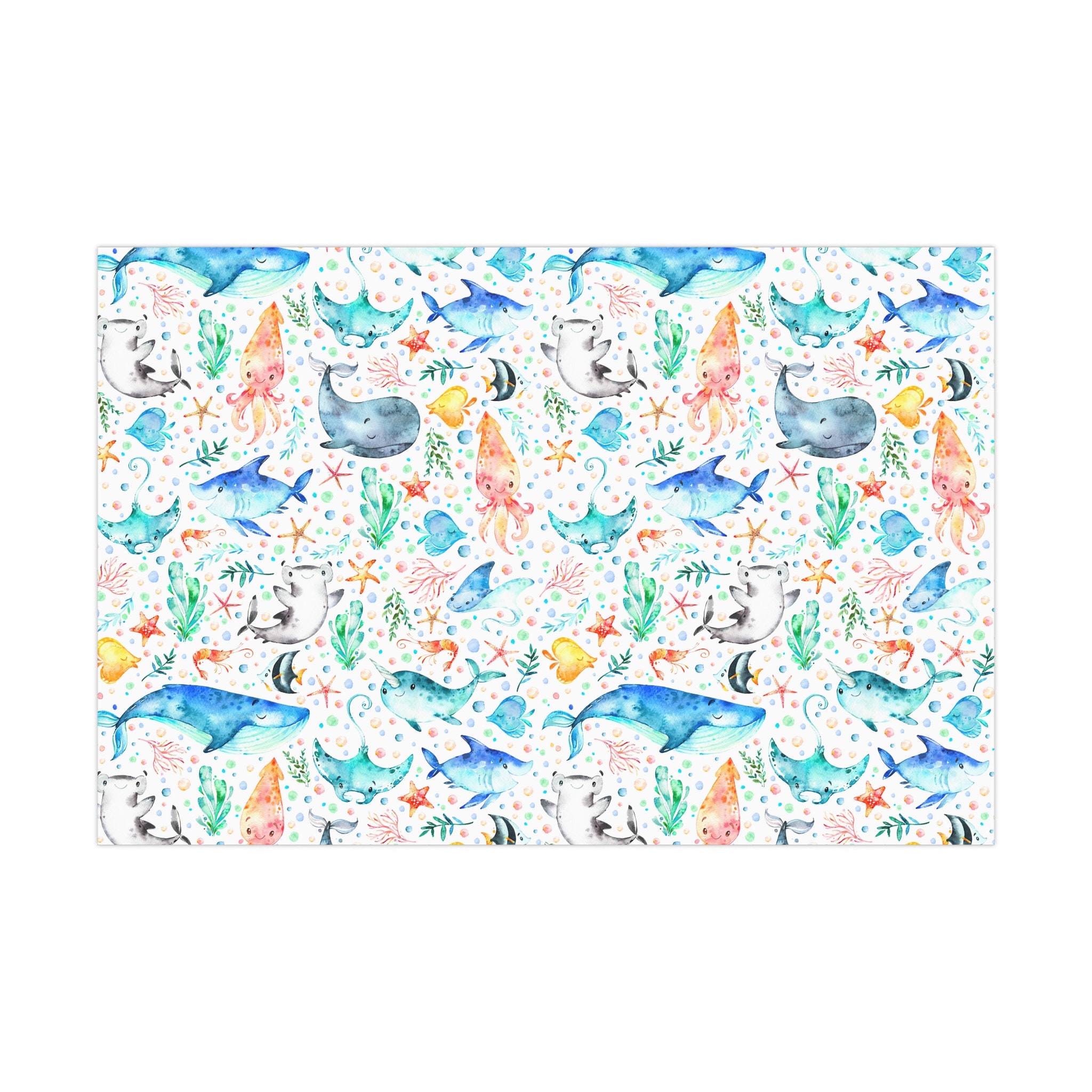 Ocean Animals Wrapping Paper Sheets, Ocean Birthday Party Baby Shower ...