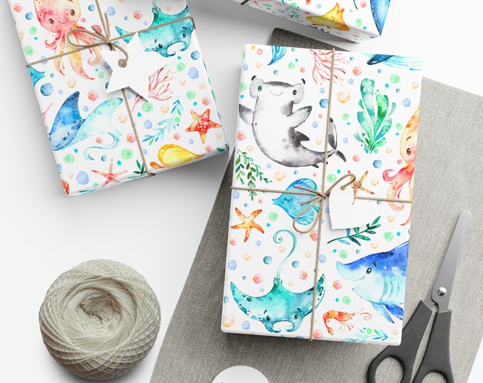 Wrapping Paper / Gift Wrap Under the Sea Party Sealife - Etsy