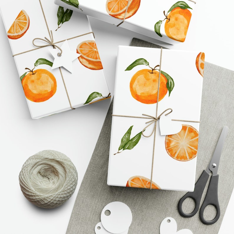 Orange Fruit Wrapping Paper Sheets Little Cutie Baby Shower - Etsy