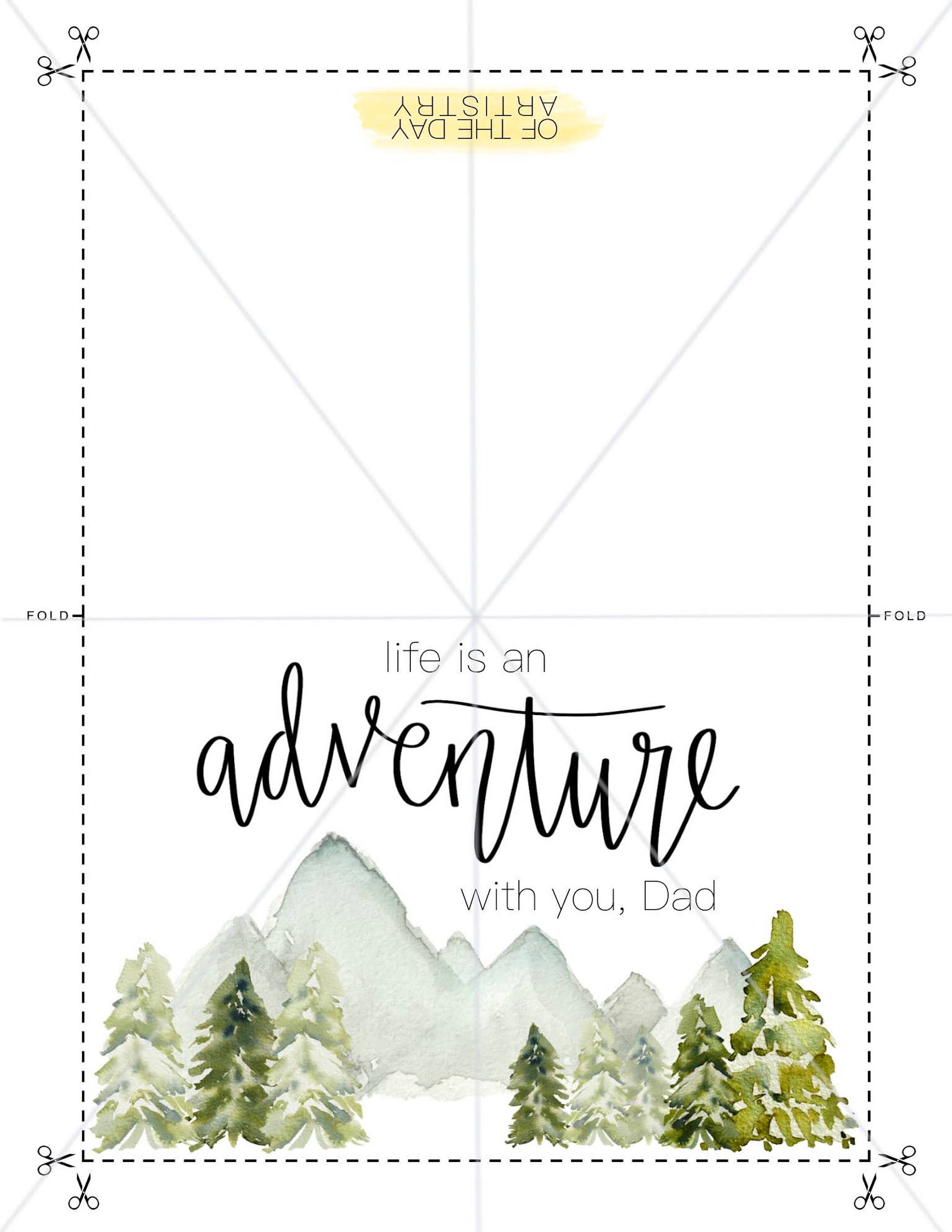 5x7 Printable Father's Day Card, Life is an Adventure With You Dad - Etsy