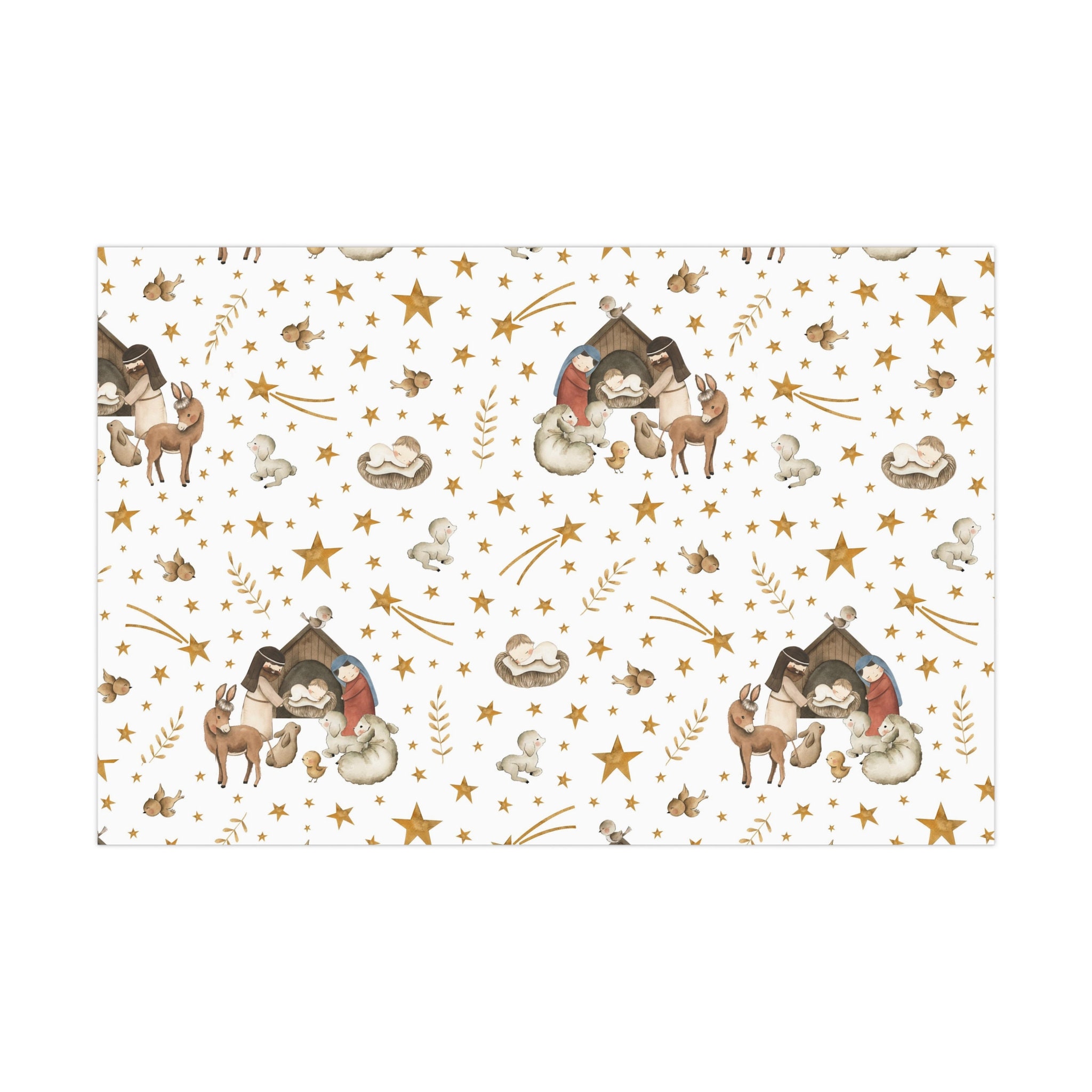 Nativity Scene Wrapping Paper Sheets Jesus Birth Christmas - Etsy