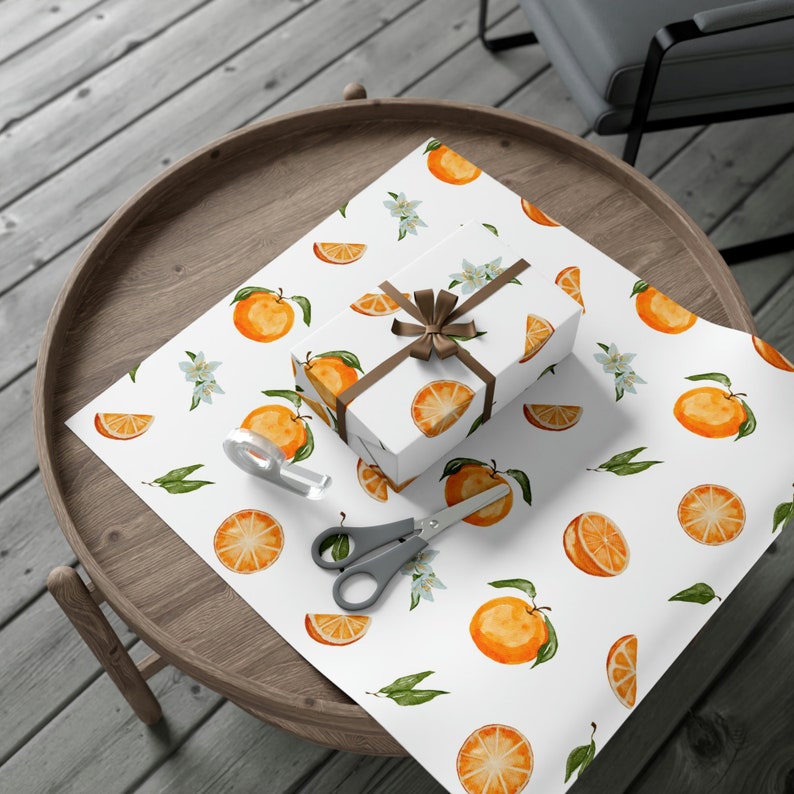 Orange Fruit Wrapping Paper Sheets Little Cutie Baby Shower - Etsy