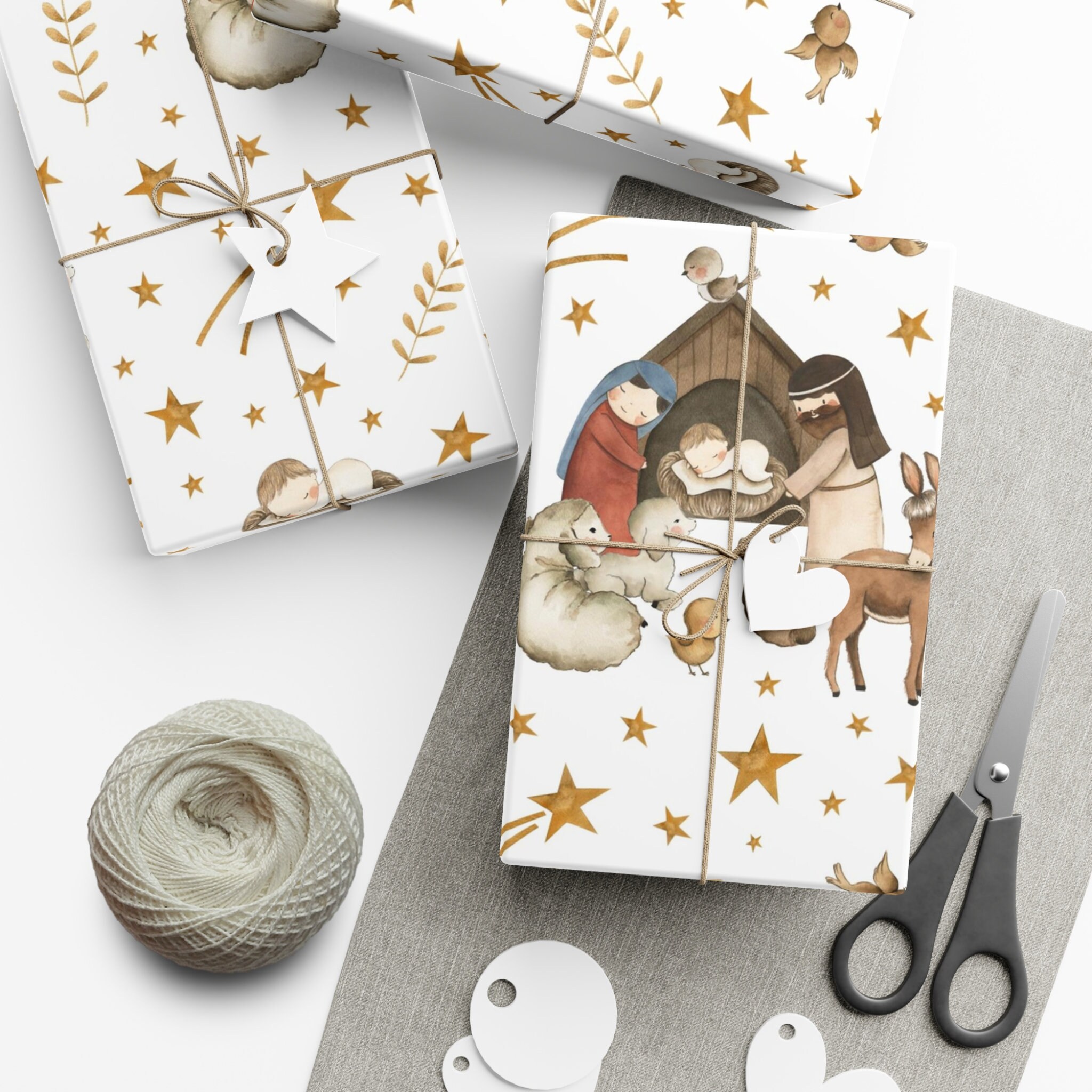 Nativity Scene Wrapping Paper Sheets Jesus Birth Christmas - Etsy