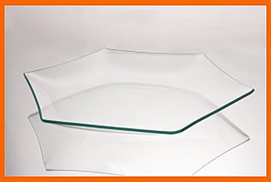 9 Inch Hexagon Bent Clear Glass Plate 3/16" Thick-hexagon Glass Plate ...