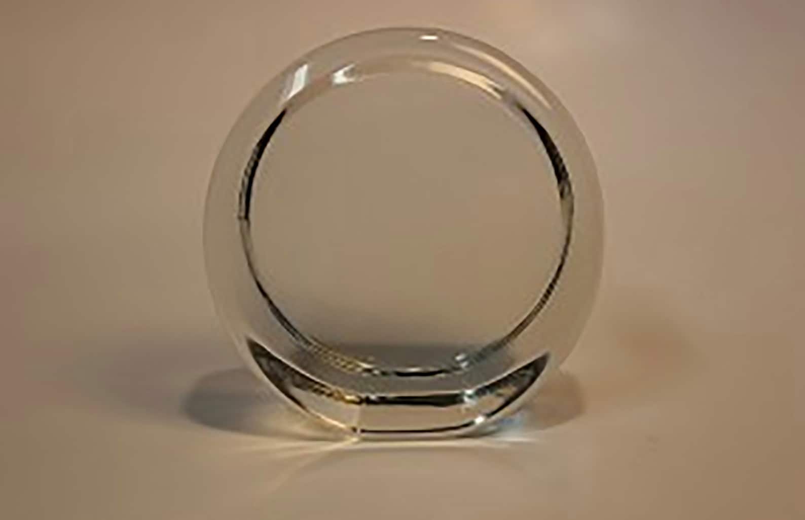 3 1/2 Inch Round Recess Stand Up Tapered Crystal Paperweight | Etsy