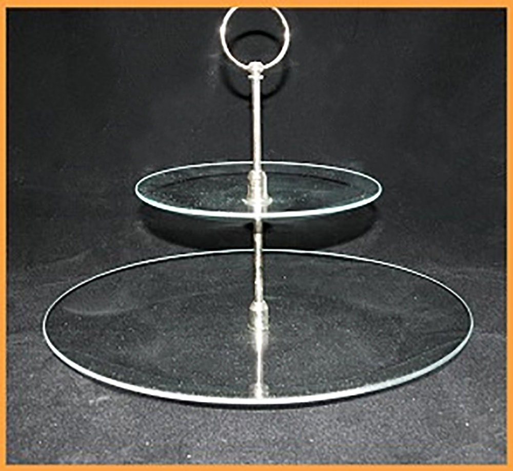8 and 13 Inch Round Tier Clear Glass Serving Plate Set - Round Glass ...