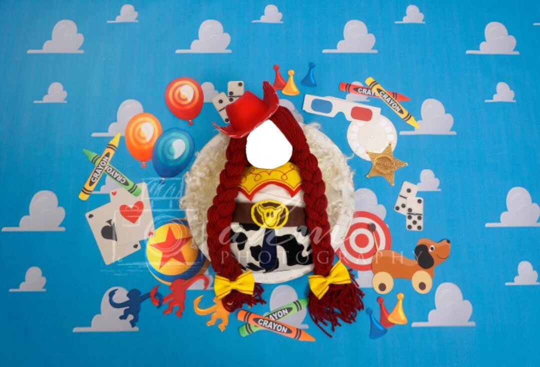 Newborn Digital Backdrop Toy Jessie Face Insert Story Cowgirl Girl Baby ...