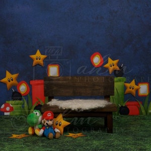 Newborn Digital Backdrop Mario Gaming Geek Nerd Video Game Baby Boy ...