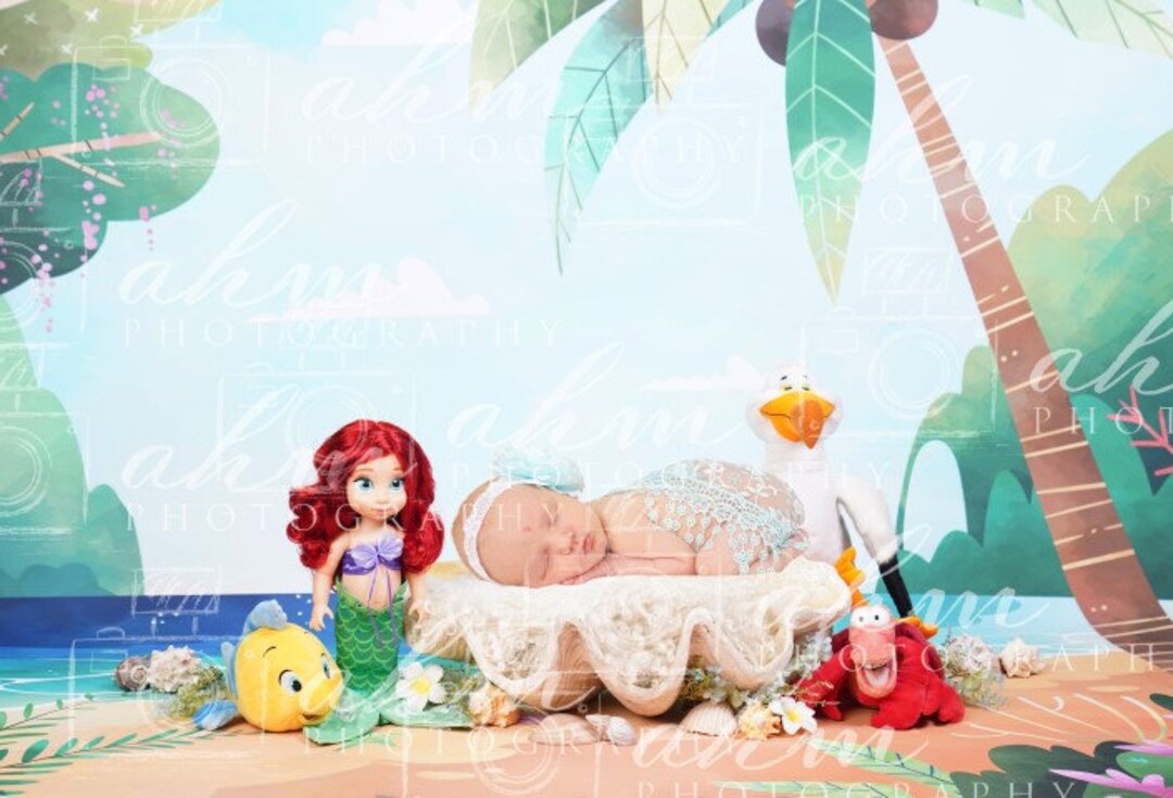 Little Mermaid Newborn Digital Backdrop Newborn Composite Digital ...