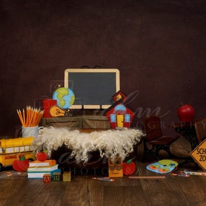 Newborn Digital Backdrop School Desk Baby Boy Girl Theme Composite ...