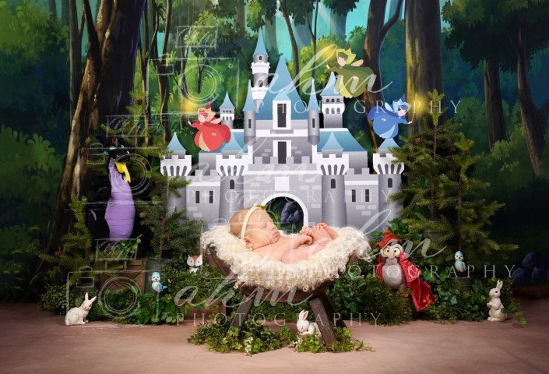 Sleeping Beauty Princess Aurora Newborn Digital Backdrop Girl Baby ...