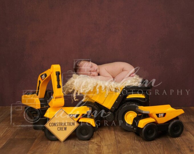 Newborn Digital Backdrop Trucks Construction Boy Baby Backhoe Vehicle ...