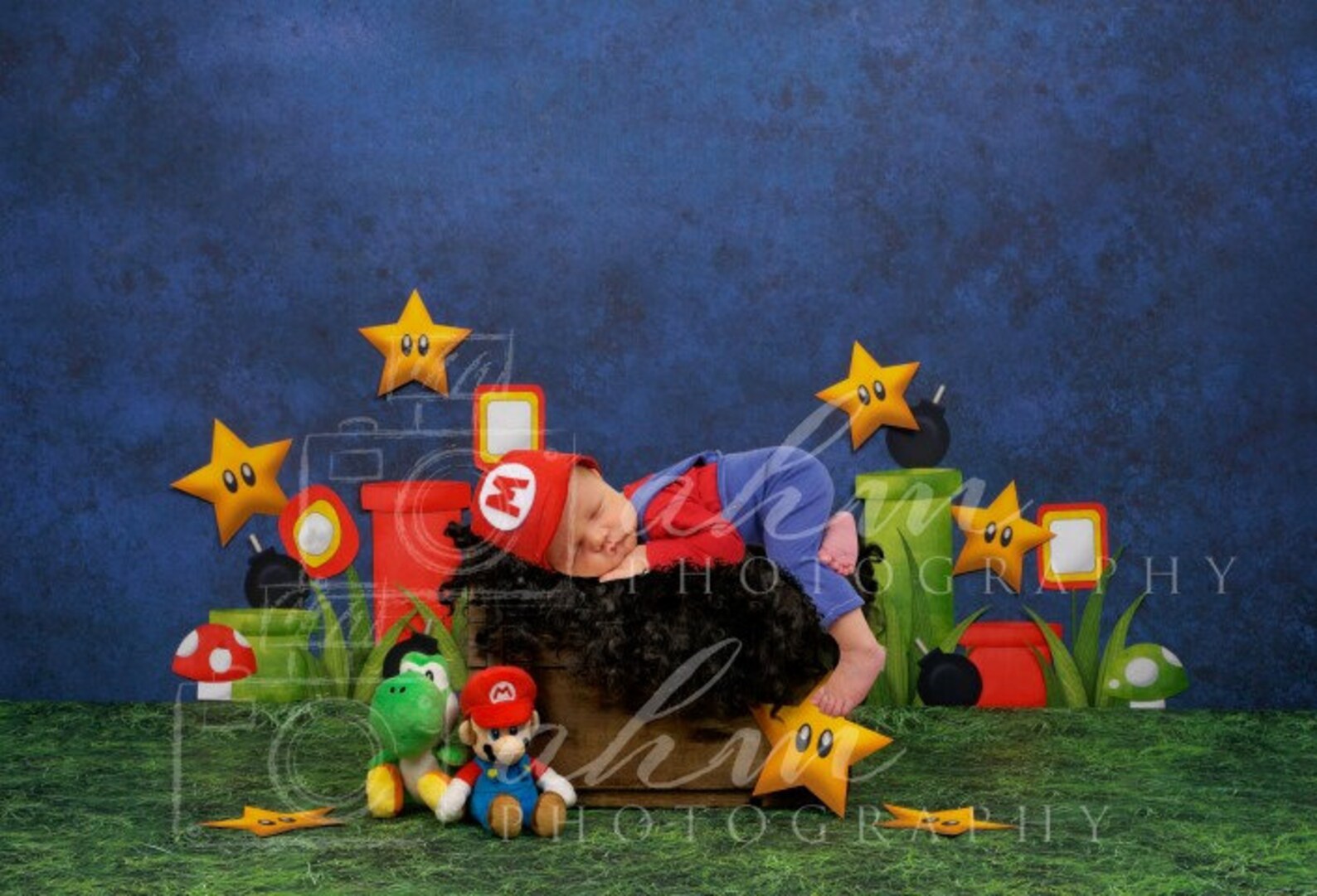 Mario Newborn Digital Backdrop Gaming Geek Nerd Baby Composite ...