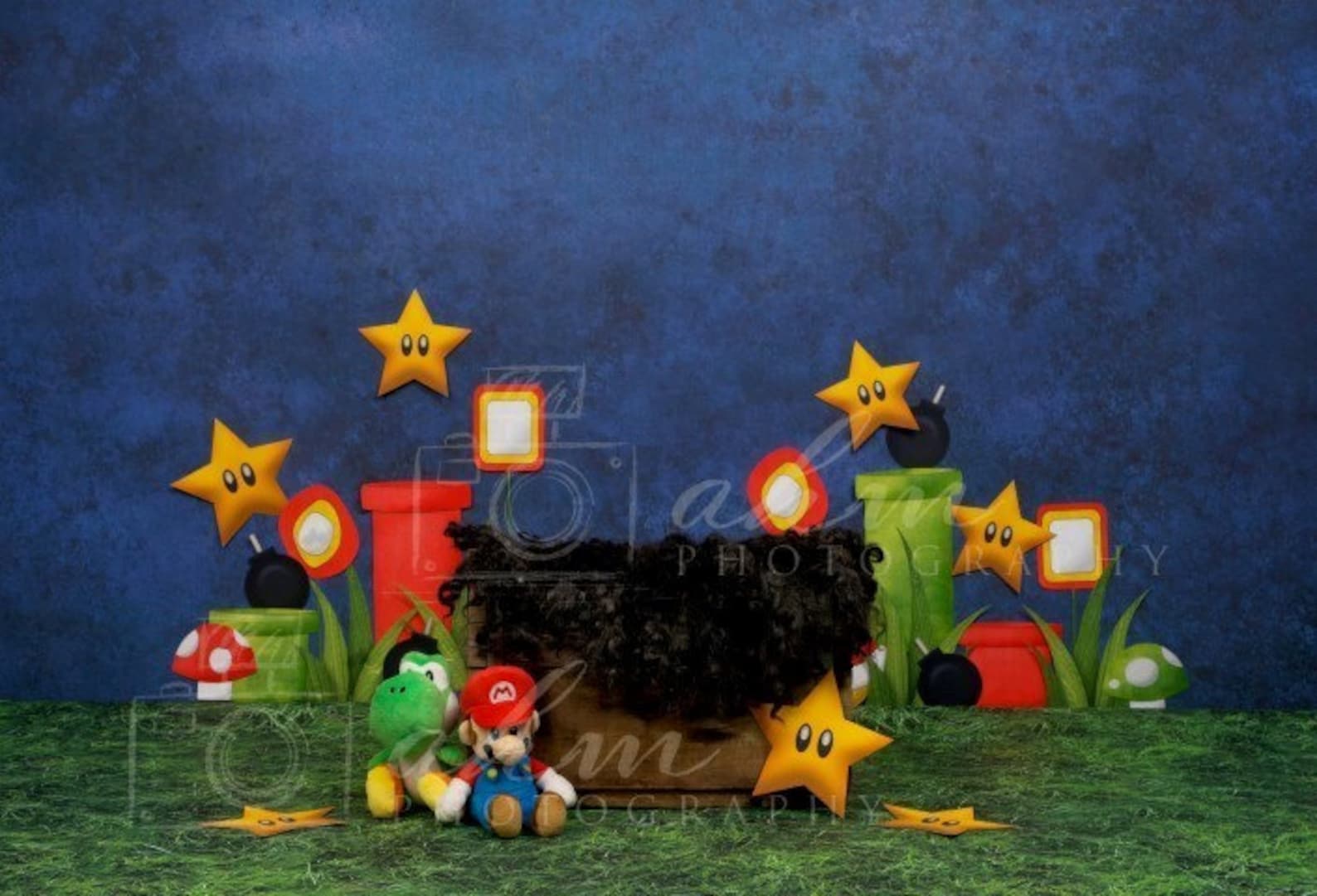 Mario Newborn Digital Backdrop Gaming Geek Nerd Baby Composite ...