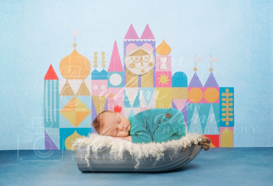 Small World Newborn Digital Backdrop Boat Park Baby Boy Girl Composite ...