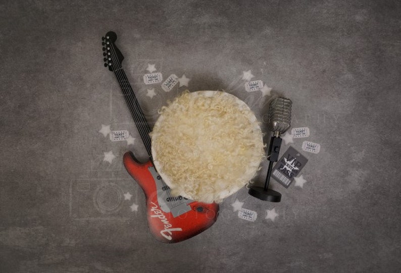 Newborn Digital Backdrop Rock Star Guitar Music Boy Girl Concert Above ...