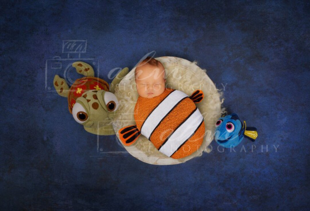 Newborn Digital Backdrop Nemo Fish Water Ocean Fishing Baby Boy ...