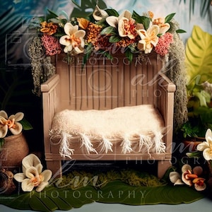 Summer Summertime Beach Newborn Digital Backdrop Surfing Ocean Bed Baby ...