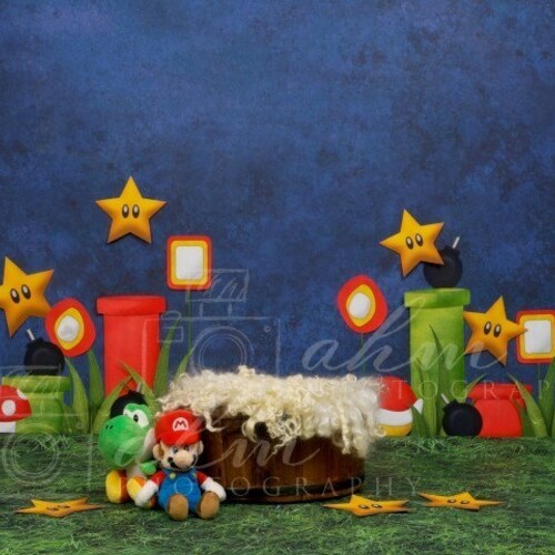 Newborn Digital Backdrop Mario Gaming Geek Nerd Video Game - Etsy