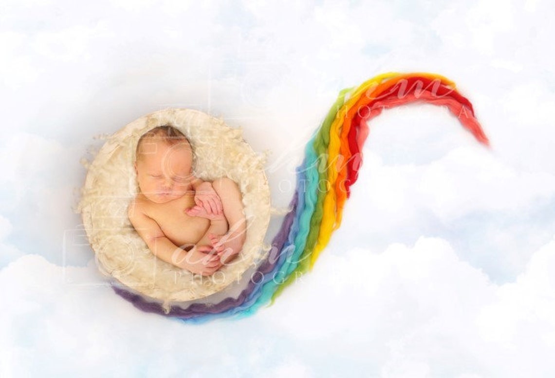 Rainbow Baby Newborn Digital Backdrop Rainbow Clouds Bowl Baby - Etsy