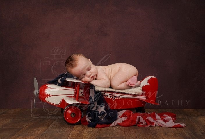 Newborn Digital Backdrop Airplane American Flag Patriotic Baby ...