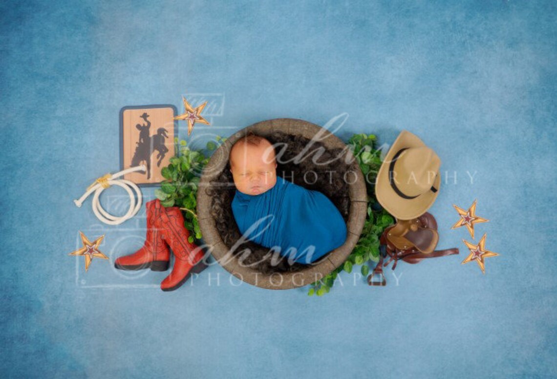 Cowboy Newborn Digital Newborn Backdrop Baby Boy Farmer Horse Newborn ...