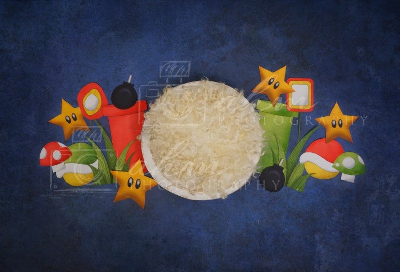 Newborn Digital Backdrop Gamer Nerd Mario Video Game Baby Boy - Etsy