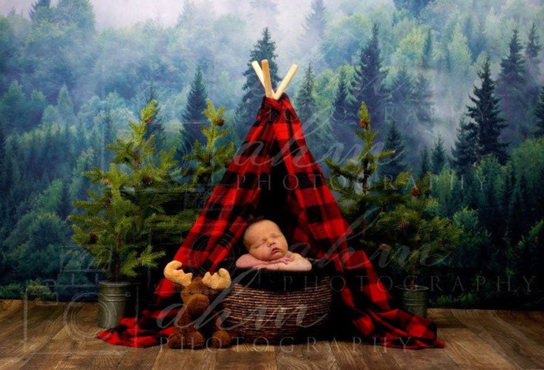 Camping Hunting Lumberjack Newborn Digital Backdrop Tent Background ...