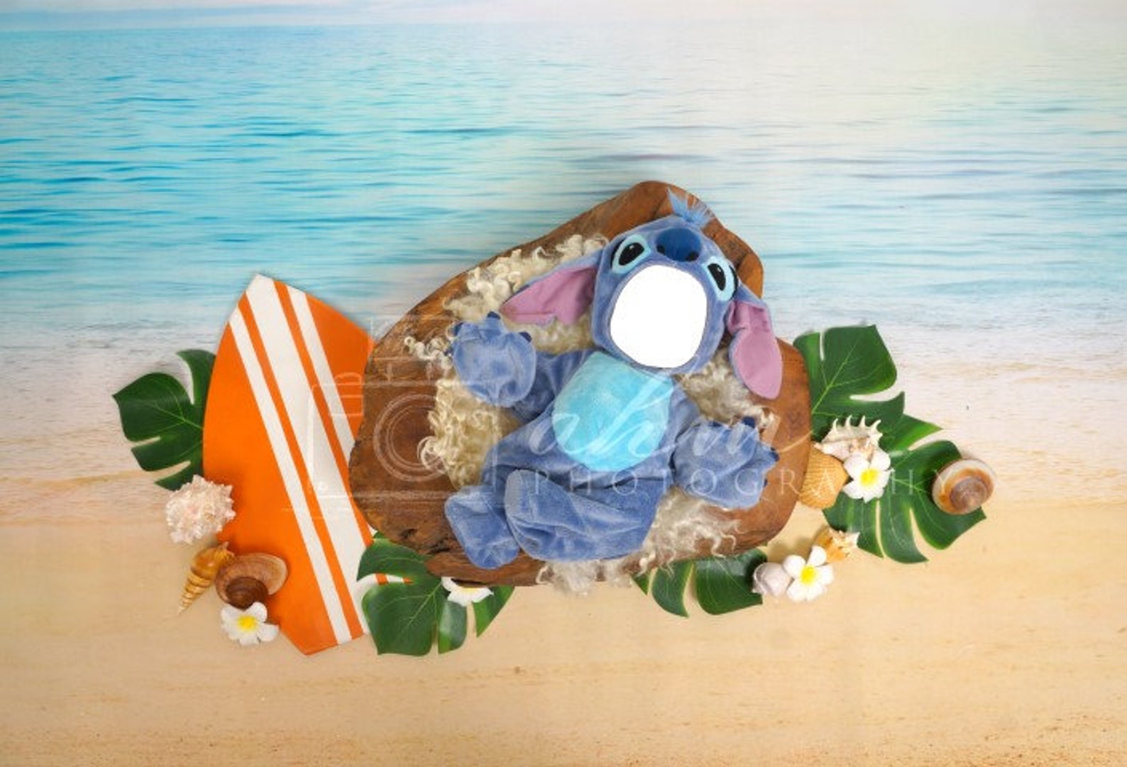 Newborn Digital Backdrop Stitch Face Insert Beach Lilo Surfing | Etsy