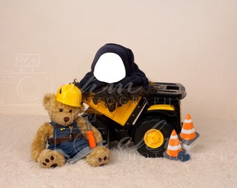 Newborn Digital Backdrop Trucks Construction Boy Baby Backhoe Vehicle ...