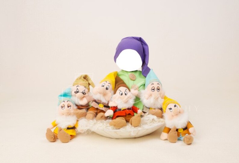 7 Dwarfs Dopey Face Insert Newborn Digital Backdrop Baby Snow White ...