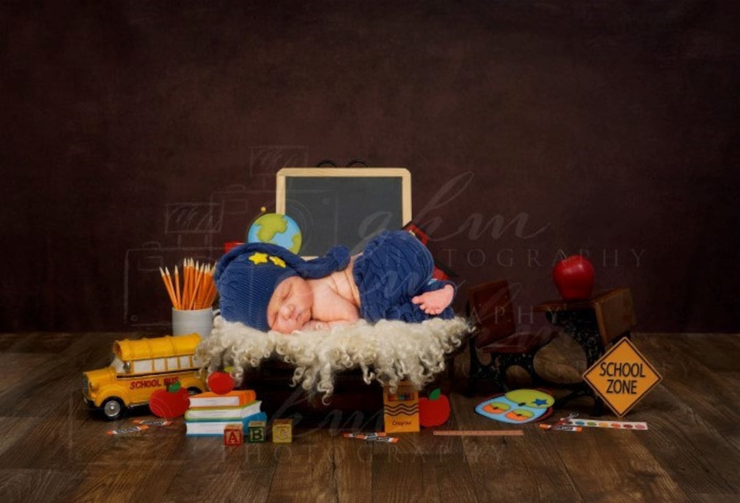 Newborn Digital Backdrop School Desk Baby Boy Girl Theme Composite ...