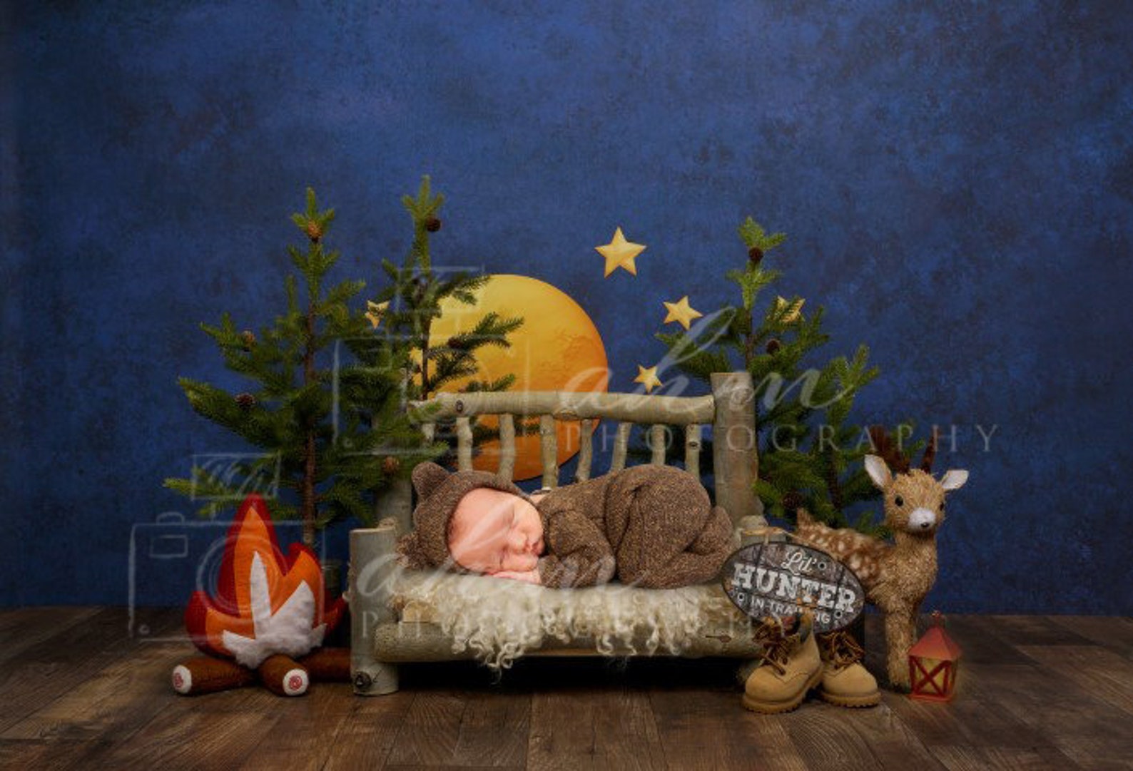 Newborn Digital Backdrop Camping Hunting Forest Fishing Deer Baby Boy ...