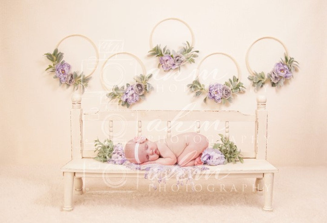 Newborn Digital Backdrop Flower Hoop Vine Floral Girl Baby Boho Chic ...