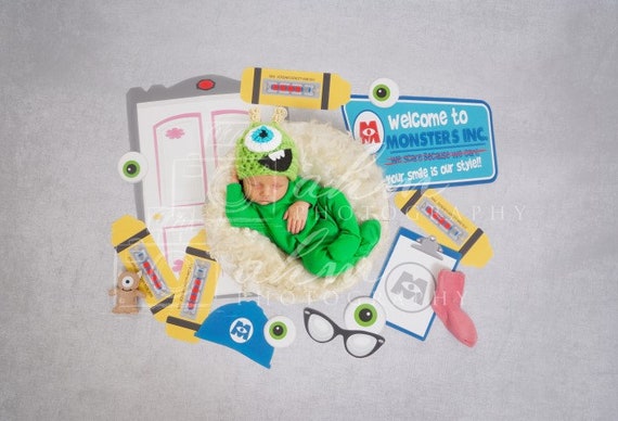 Newborn Digital Backdrop Monsters Mike Sully Above Boy Girl - Etsy